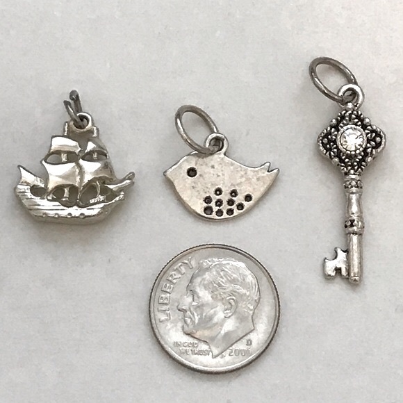 Jewelry | Lot Of 3 Silvertone Metal Charms Pendants | Poshmark
